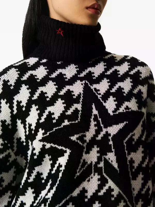 Perfect Moment Houndstooth Star Intarsia Turtleneck Sweater