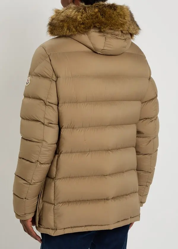 Moncler Clunye Faux Fur-trimmed Down Jacket - Beige