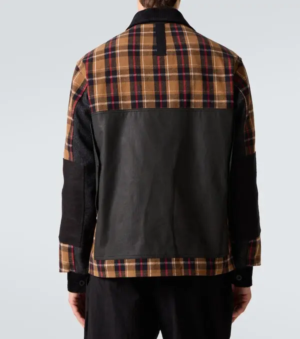 Junya Watanabe Checked Cotton Jacket With Leather Trim - Multicoloured