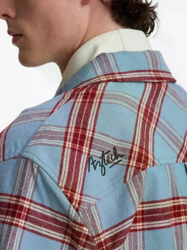 Aztech Mountain Loge Peak Check Zip Ski Shirt - Blue