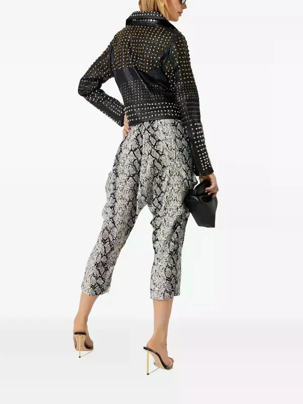 ONETEASPOON Snake-print Cropped Trousers - Grey