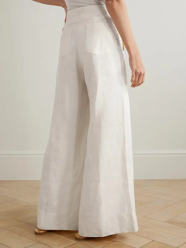 ANDRES OTALORA El Sol Linen Wide-leg Trousers - Neutrals