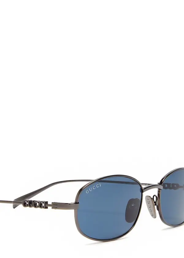 Gucci Metal Oval-frame Sunglasses