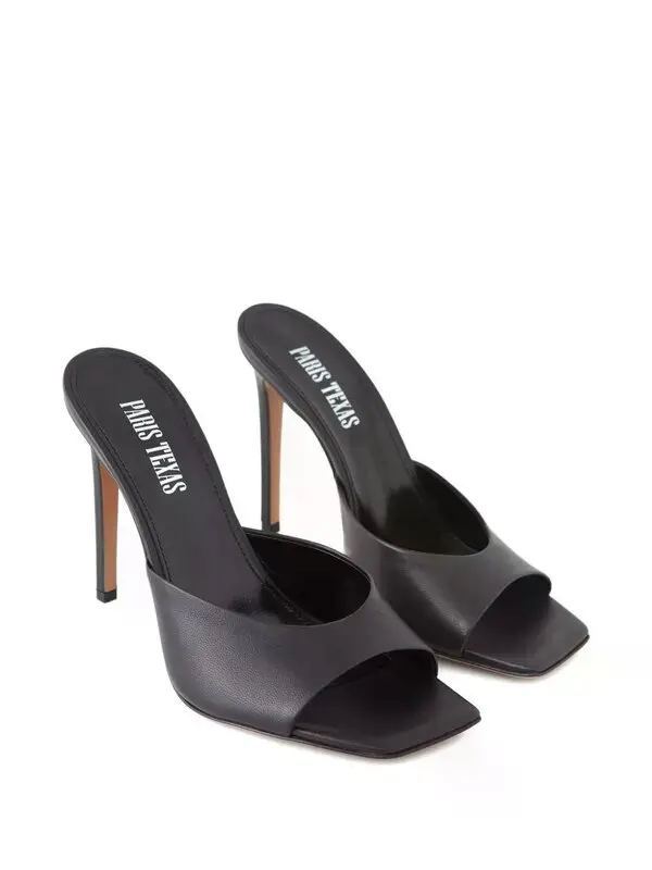 Paris Texas 105mm Square Toe Heeled Sandals - Black