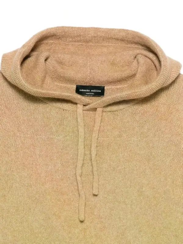 ROBERTO COLLINA Knitted Hoodie - Brown