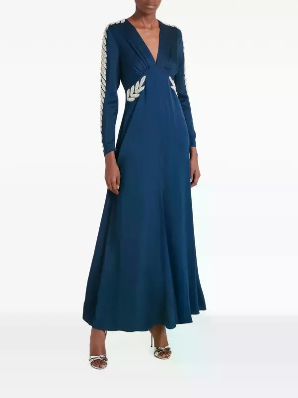 TEMPERLEY LONDON V-neck Maxi Dress With Leaf Embellishment