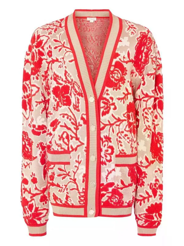 TEMPERLEY LONDON Francis Floral Jacquard Knit Cardigan - Neutrals