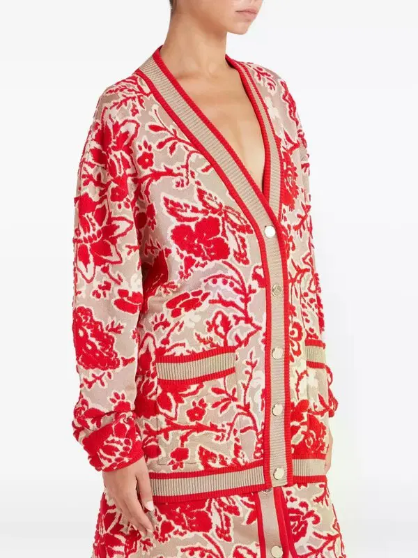 TEMPERLEY LONDON Francis Floral Jacquard Knit Cardigan - Neutrals