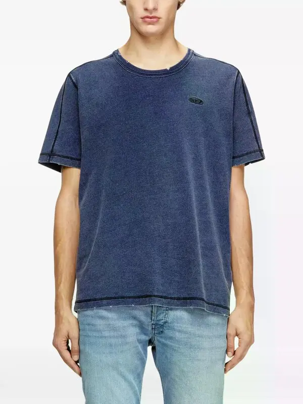 DIESEL® Distressed T-shirt With Denim Effect