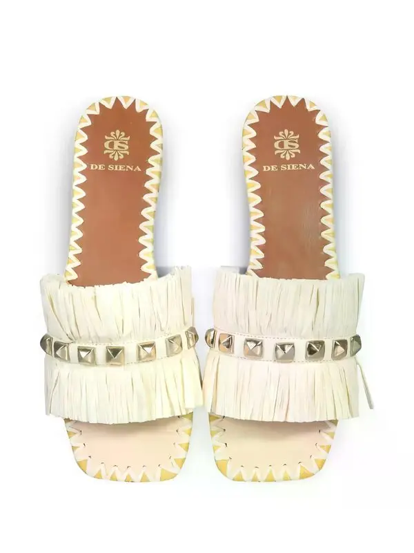 DE SIENA Fringed Studded Flat Sandals