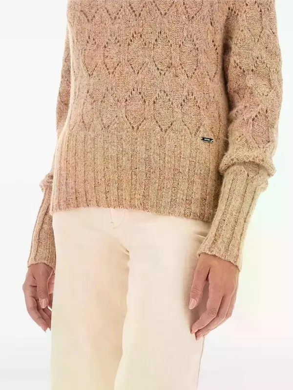 Kiton Brown Textured Knit Roll Neck Sweater