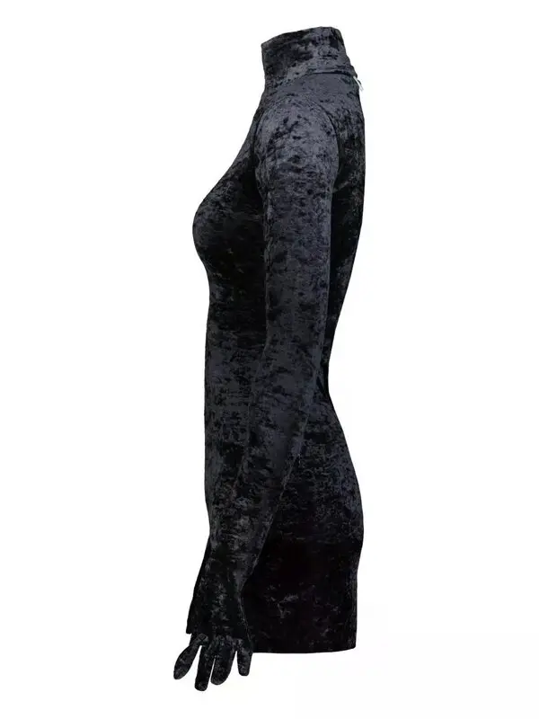 Vetements Velvet Mini Dress With Glove Sleeves