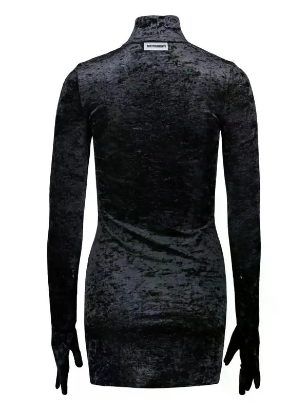 Vetements Velvet Mini Dress With Glove Sleeves