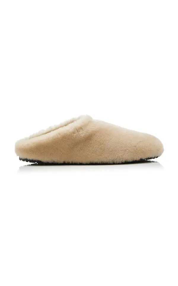 Prada Shearling Mules - Neutral