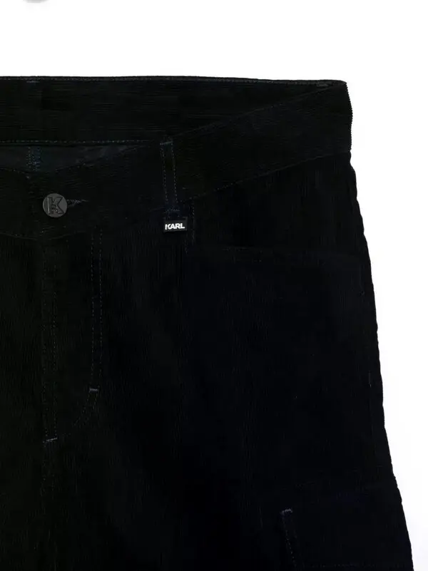Karl Lagerfeld Dark Corduroy Cargo Trousers