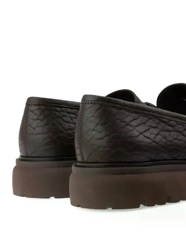 FERRAGAMO Gancini Detailed Textured Leather Loafers