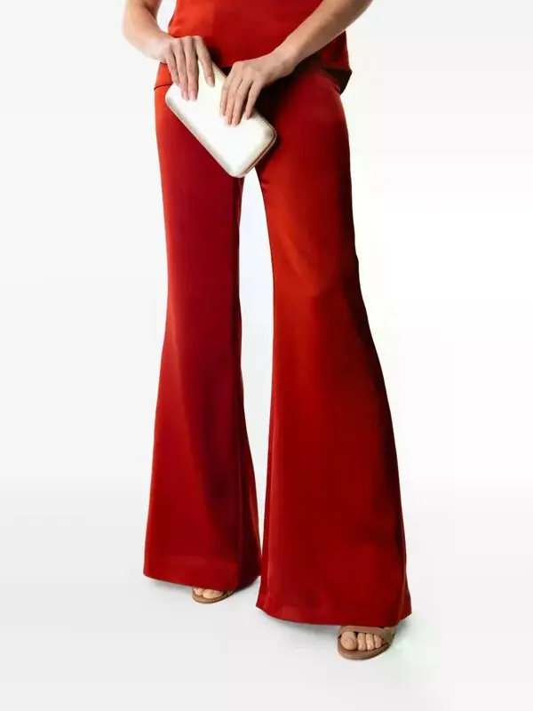 Galvan Satin Flared Trousers - Red