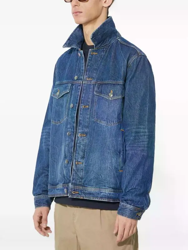 Wood Wood Buttoned Denim Jacket - Blue