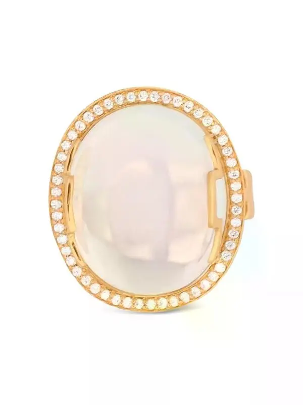 Goshwara 18k Yellow Moon Quartz And Diamond Ring - Gold