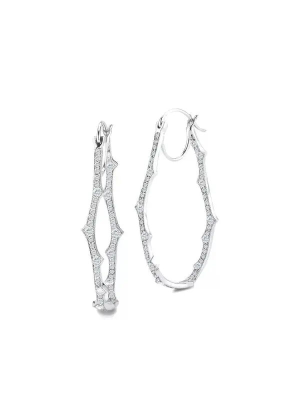 PARULINA 18k White Gold Pavé-set Diamond Thorn Briar Hoop Earrings