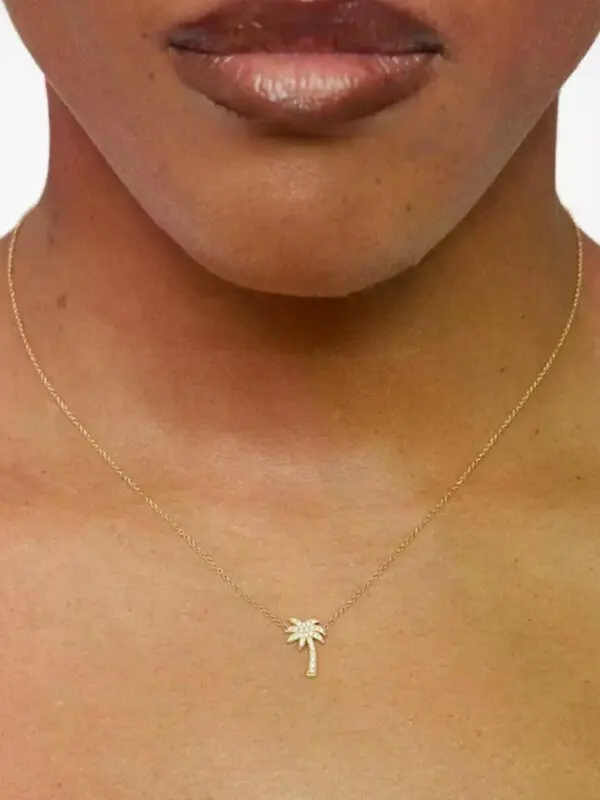 JENNIFER MEYER 18kt Yellow Pave Diamond Palm Tree Necklace - Gold