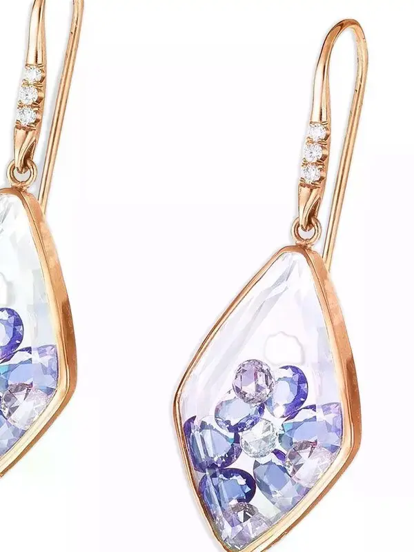 Moritz Glik 18k Gold Kite Sapphires And Diamonds Earrings - Yellow