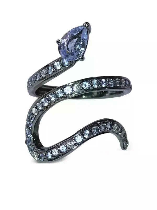 STEFERE 18k White Gold Sapphire And Diamond Snake Ring - Silver