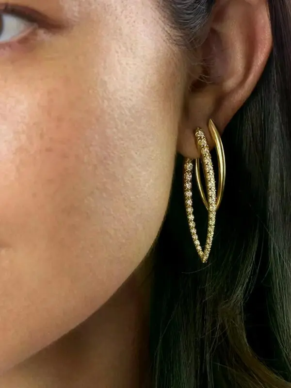 Melissa Kaye Yellow Partial Pavé Diamond Linear Earrings