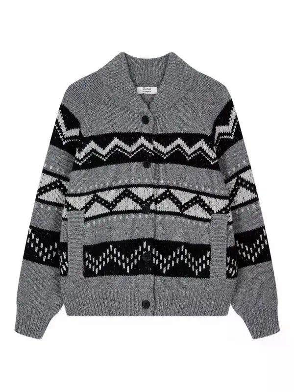 STUDIO TOMBOY Fair Isle Knit Cardigan - Grey