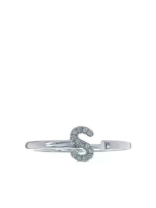 DANA REBECCA DESIGNS 14k White Gold Single Initial Diamond Ring - Silver