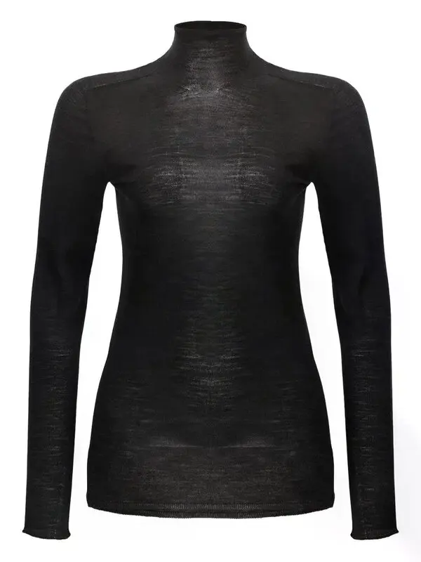 Carolina Herrera Sheer Turtleneck Top - Black