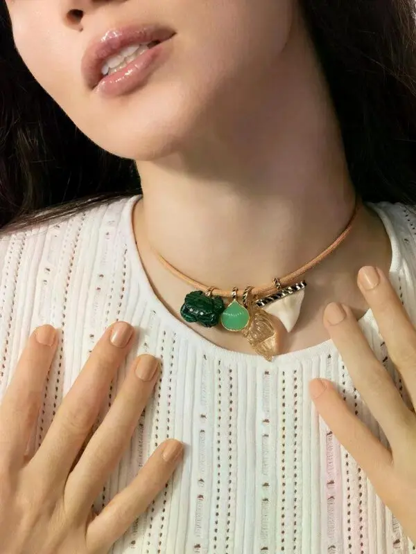 DEZSO 18k Rose Malachite And Diamond Crab Pendant - Gold