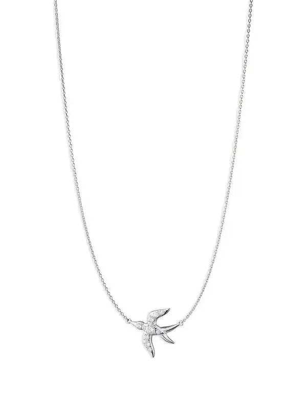 Monica Rich Kosann White Sapphire Freedom Swallow Embellished Necklace - Silver