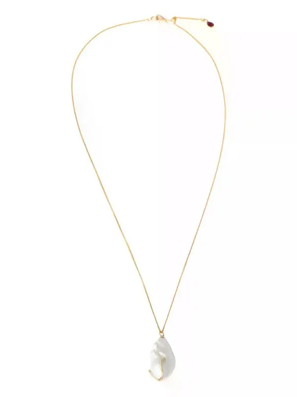 YI COLLECTION 18kt Yellow Gold Baroque Pearl Necklace - Silver