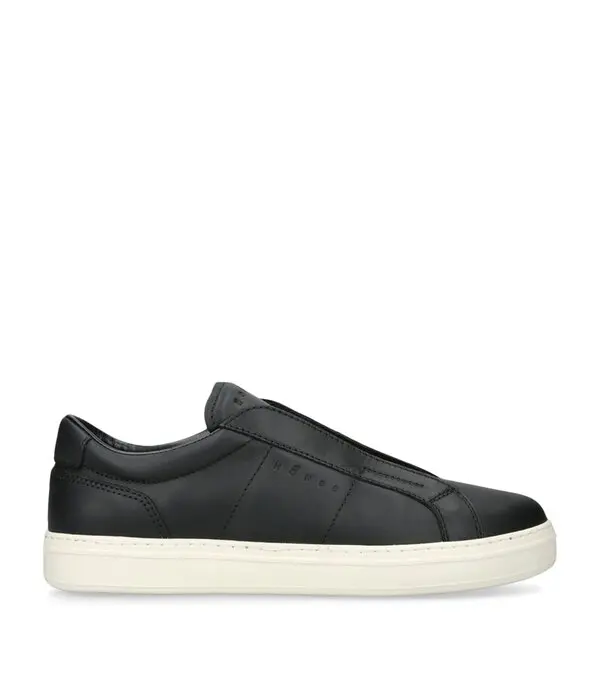 Hogan H668 Embossed Leather Slip-on Sneakers - Navy