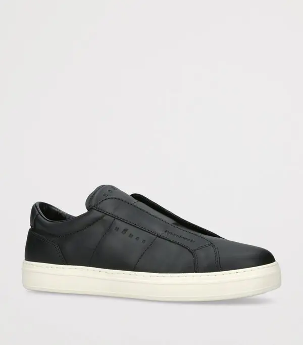 Hogan H668 Embossed Leather Slip-on Sneakers - Navy