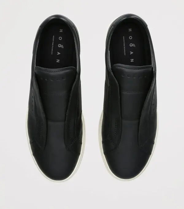 Hogan H668 Embossed Leather Slip-on Sneakers - Navy