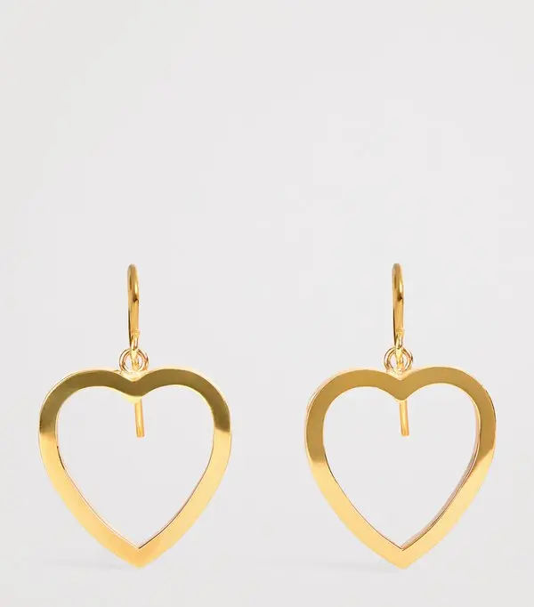 JENNIFER MEYER Open Heart Drop Earrings In Yellow