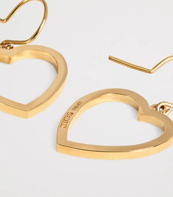 JENNIFER MEYER Open Heart Drop Earrings In Yellow