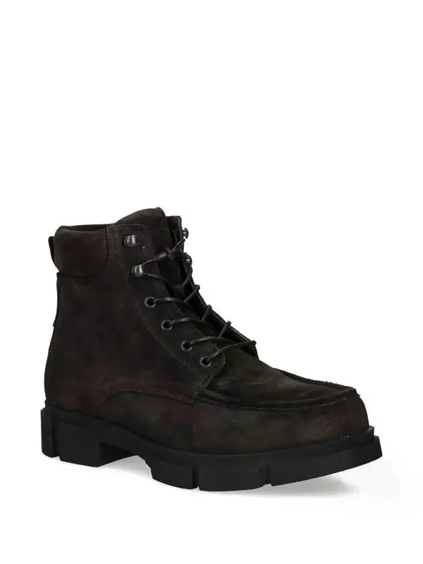 Guess Dark Coffee Lace-up Zipped Ankle Boots - Brown