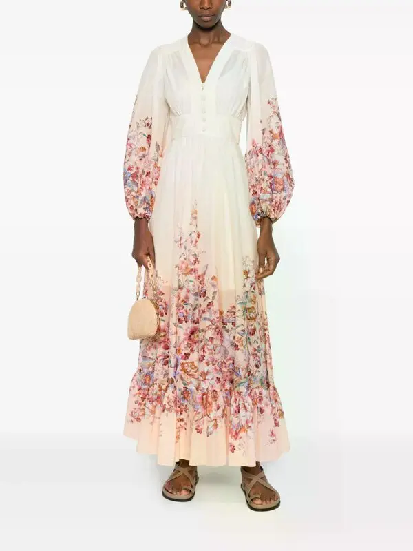 Zimmermann Awaken" Floral Print Plunge Maxi Dress
