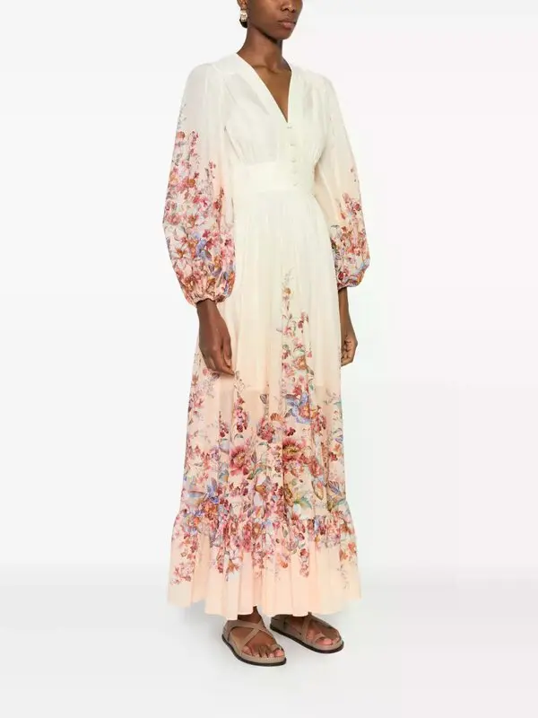 Zimmermann Awaken" Floral Print Plunge Maxi Dress