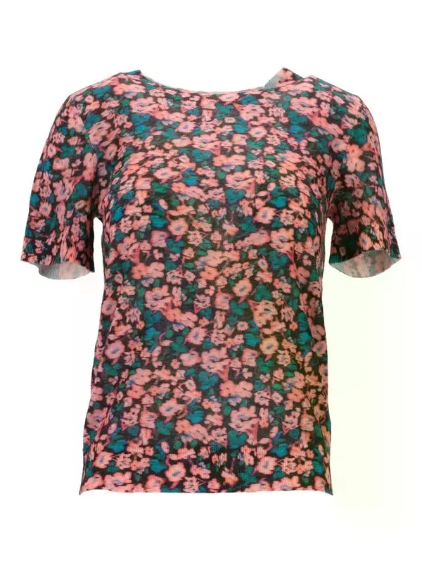Paul Smith Floral Print Short Sleeve Top - Pink