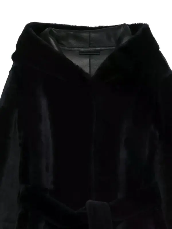 LISKA Hooded Belted Coat - Blue