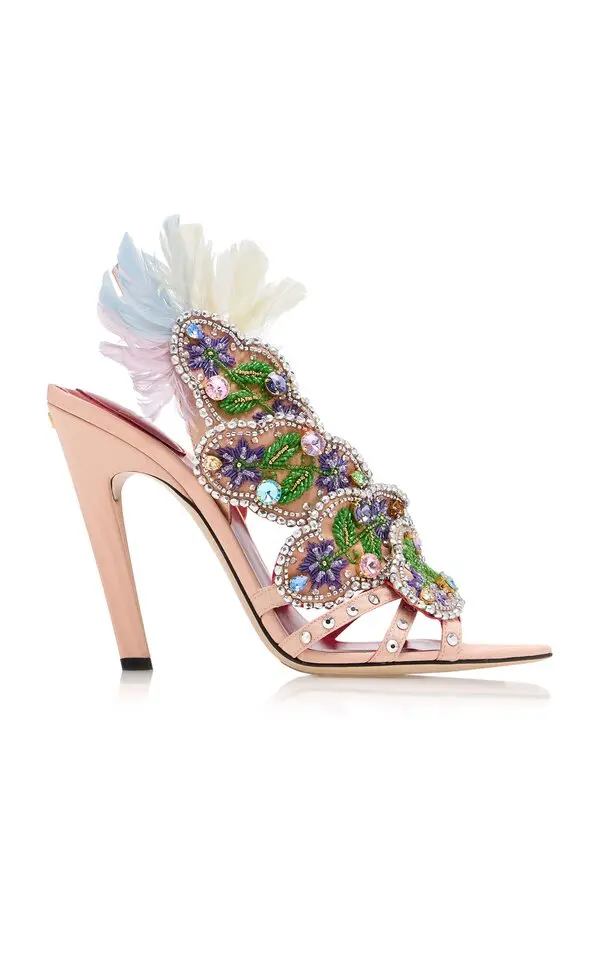 Valentino Garavani Embellished Moiré Heeled Sandals - Multi