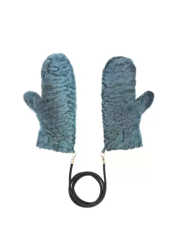 LISKA Faux-fur Mittens With Leather Strap