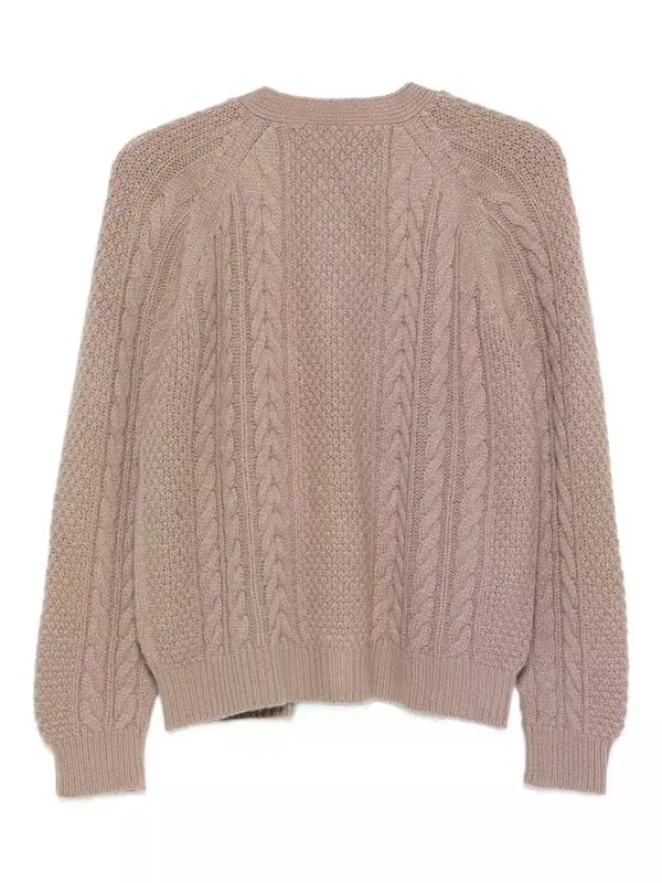 LISKA Cable Knit Cardigan With Balloon Sleeves