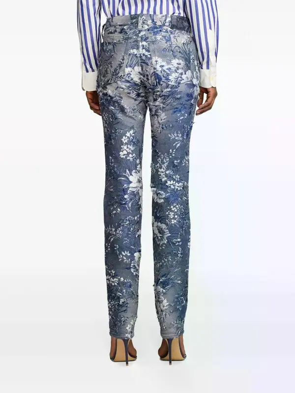 Ralph Lauren Distressed Floral-jacquard Jeans