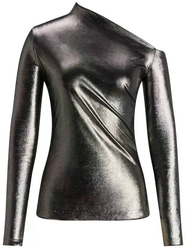 Ralph Lauren Metallic Off-shoulder Long Sleeve Top