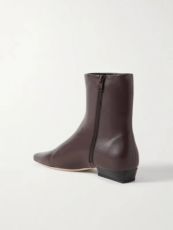 Staud Wally Leather Ankle Boots - Brown